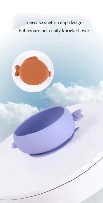 China 100% Food Grade Silicone Baby Suction Plate with Divided Sections 8 Inch Non Slip Toddler Meal Plate for sale