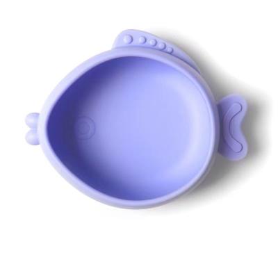 China Fish Shaped Silicone Baby Suction Bowl 6 Months Food Grade Non Toxic Self Feeding for sale