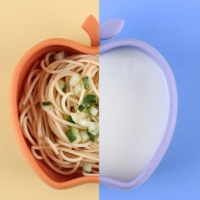 China Food Grade Silicone Baby Suction Bowl Apple Shape 12 oz Odorless Feeding Dish for sale