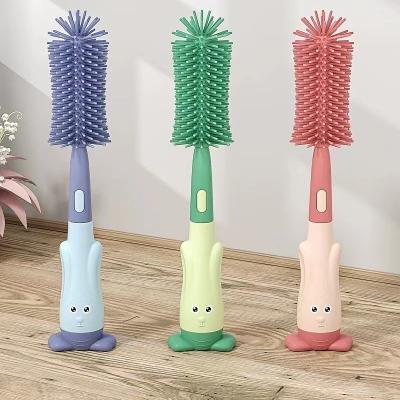 China Silicone Bottle Brush Set 285mm Baby Pacifier Straw Brush Rotary Cleaning Brush FDA Certified for sale