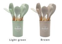 China 12-Piece Silicone Kitchenware Set with Wooden Handle High Temperature Resistance 230°C for sale