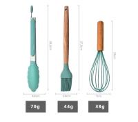 China 12-Piece Silicone Kitchenware Set with Wooden Handle High Temperature Resistance 230°C for sale