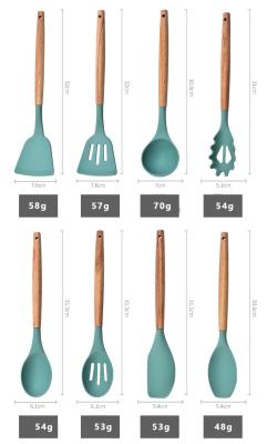 China 12-Piece Silicone Kitchenware Set with Wooden Handle High Temperature Resistance 230°C for sale