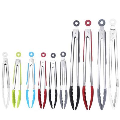 China Silicone Kitchen Utensils Heat Resistant Pliers 9 11 15 Inch Stainless Steel BBQ Clip for sale