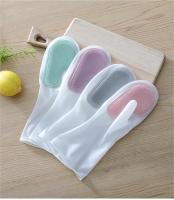 China Food Grade Silicone Dishwashing Gloves 31cm Waterproof Heat Resistant Anti Slip Kitchen Scrubber for sale
