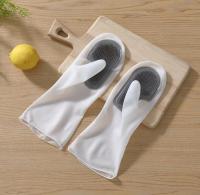 China Food Grade Silicone Dishwashing Gloves 31cm Waterproof Heat Resistant Anti Slip Kitchen Scrubber for sale