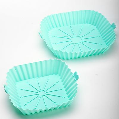 China Food Grade Silicone Air Fryer Liner 21cm Square Nonstick Easy Clean Oven Accessory for sale