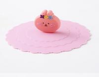 China Reusable Cartoon Silicone Cup Lid 10cm Dustproof BPA Free for Coffee Beer Glass Cups for sale