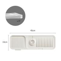 China Silicone Faucet Splash Guard Mat 45x14cm Kitchen Sink Drainage Tray Sponge Holder Storage Pad for sale