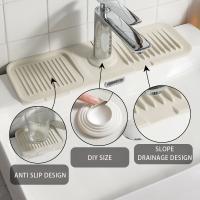 China Silicone Faucet Splash Guard Mat 45x14cm Kitchen Sink Drainage Tray Sponge Holder Storage Pad for sale