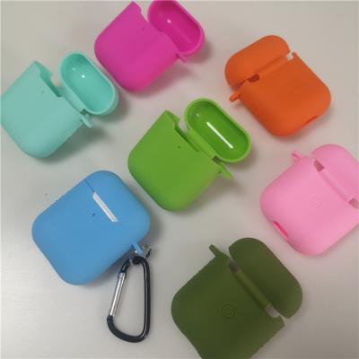 China Custom Silicone Earphone Protective Case for AirPods 1 2 Pro 2 with Keychain Hook for sale