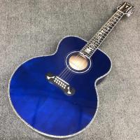 China Custom 12-String Blue G200 Acoustic Guitar Solid Spruce Top Maple Body 22 Frets for sale