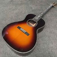 China Custom OOO Body 39 inch Acoustic Guitar Solid Rosewood Back Sunburst Abalone Binding OEM for sale