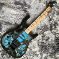 China Custom Ibanez Style Jem77p Steve Vai Electric Guitar Blue Floral Pattern 22 Frets for sale