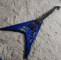 China Custom Blue Flying V Electric Guitar Black Hardware 22 Frets Solid Body for sale