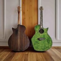 China Custom 41 Inch Grand Style 6 String Single Cutaway Acoustic Guitar Transparent Green for sale