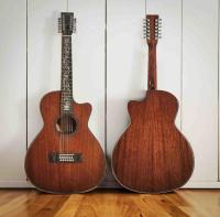 China Custom Handcrafted OO Body Cutaway Acoustic Guitar 12 Strings 48mm Nut Width Solid Mahogany for sale