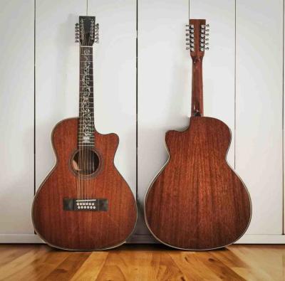 China Custom Handcrafted OO Body Cutaway Acoustic Guitar 12 Strings 48mm Nut Width Solid Mahogany for sale