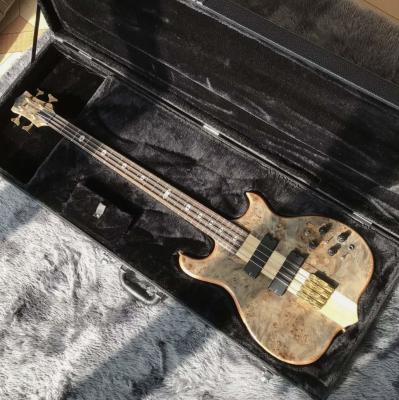 China Custom 42 inch Active Pickup Neck Through Body 4 String Electric Bass Maple Top Veneer for sale