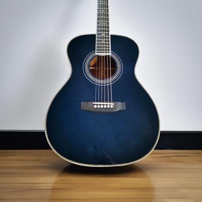 China AAA Solid Mahogany Wood Left Handed OM Acoustic Guitar 645mm Scale 43mm Nut for sale