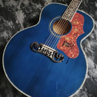 China 43 inch J200 Series Acoustic Guitar Blue Water Ghost Glossy Paint Abalone Inlay for sale