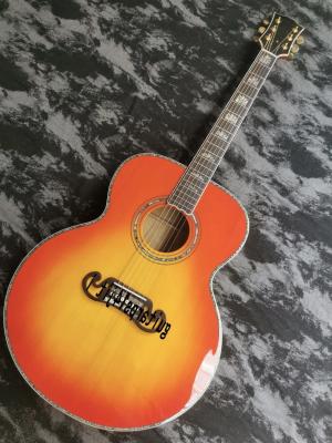 China Custom 43 inch SJ200 Series Limited Edition Handmade Glossy Painted Abalone Inlaid Acoustic Guitar for sale