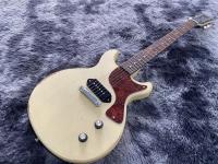 China Custom GB Electric Guitar Junior Milk White 1 P90 Pickup Handmade Heavy Relic Mahogany Body Neck for sale
