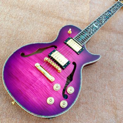China Custom LP Semi Hollow Electric Guitar 628mm Scale 22 Fret Abalone Inlay F Holes Rosewood Fingerboard for sale