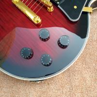 China Custom LP Electric Guitar Red Flame Maple Top Mahogany Body 628mm Scale 22 Fret Gold Hardware for sale