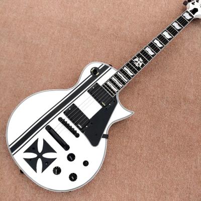 China Custom LTD Iron Cross SW James Hetfield Signature Electric Guitar EMG Snow White Rosewood 628mm 22F for sale