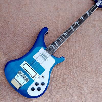 China Rick 4003 Model 4 String Electric Bass Guitar Blue Basswood Body Maple Neck 22 Fret Chrome Hardware for sale
