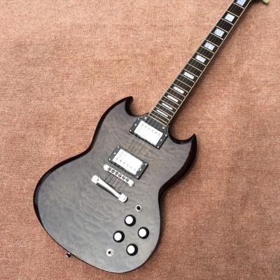 China Custom SG Electric Guitar Burst Tiger Flame Maple Top Rosewood Fingerboard 22 Fret Mahogany Body for sale