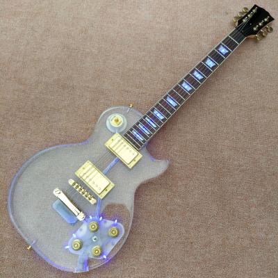 China Acrylic LP Electric Guitar 22 Fret Rosewood Fingerboard LED Light R9 Style OEM Custom for sale