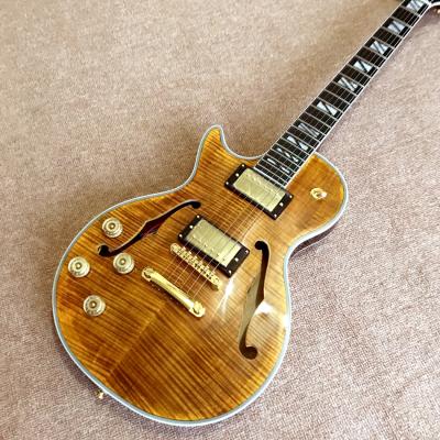 China Custom LP Left Hand Electric Guitar Ebony Fingerboard 22 Fret Flame Maple Top Mahogany Body for sale