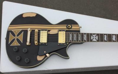 China Black ESP Style Solid Body Electric Guitar 22 Fret Basswood Maple Neck Rosewood Fingerboard Gold Hardware for sale