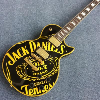 China JACK DANIELS Standard LP Electric Guitar Black Yellow 22 Fret Mahogany Body Rosewood Fingerboard for sale