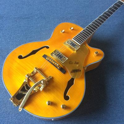 China Hollow Body Jazz Electric Guitar Double F Holes Tremolo Flame Maple Top 22 Fret Mahogany Body for sale