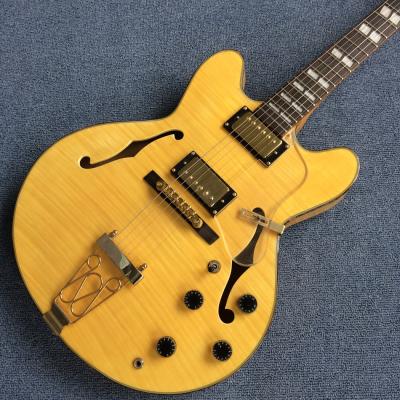 China Mahogany Hollow Body Jazz Electric Guitar 22 Fret Brazil Wood Bow OEM for sale