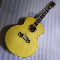 China Custom Solid 43 Inch Jumbo Parlor Acoustic Guitar Flamed Maple Back Side Ebony Bridge for sale