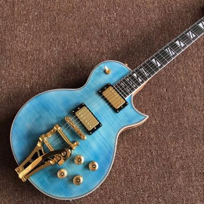 China Custom Shop Blue Top Standard LP Electric Guitar 22 Fret Mahogany Body Jazz Guitar for sale