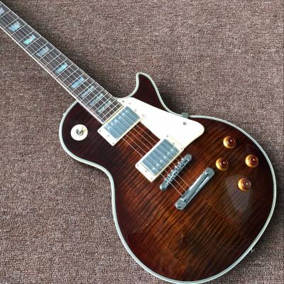 China Custom LP Electric Guitar Tiger Striped Maple Top Mahogany Body 24 Fret Rosewood Fingerboard for sale
