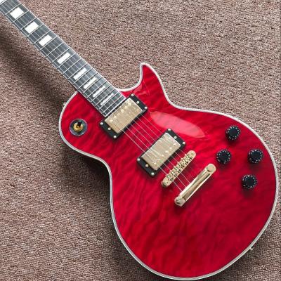 China Custom LP Electric Guitar Mahogany Body Rosewood Fretboard 24 Frets Burst Quilte Maple Red for sale