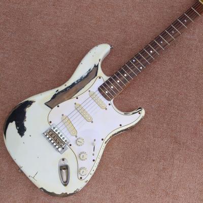 China Handmade Relic ST Electric Guitar Mahogany Body Rosewood Fretboard 22 Frets Aged Finish for sale