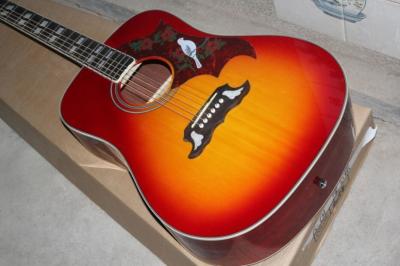 China Cherry Red Dreadnought Acoustic Electric Guitar Spruce Top Rosewood Fretboard 21 Frets for sale