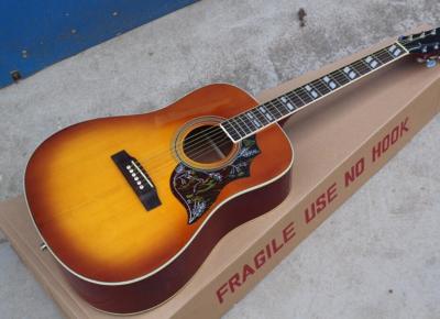 China Chibson Hummingbird Acoustic Electric Guitar Cherry Red Spruce Top 21 Frets for sale