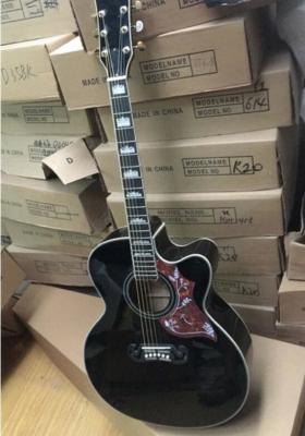 China Black Cutaway G200 Acoustic Electric Guitar Spruce Top 21 Frets Mahogany Neck Rosewood Fingerboard for sale