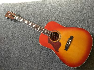 China Left Hand Acoustic Guitar Cherry Sunburst Hummingbird Solid Spruce Top 20 Frets Rosewood for sale