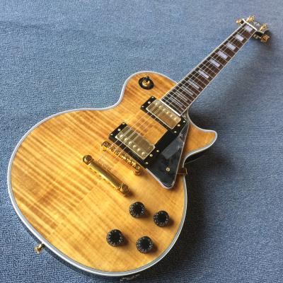 China Custom Made LP Electric Guitar Flame Maple Top Mahogany Body 22 Fret Gold Hardware for sale