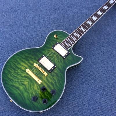 China Chibson Custom LP Electric Guitar Green Flame Maple Top 22 Fret Gold Hardware for sale
