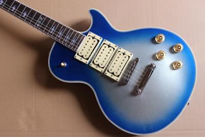 China Custom Ace Frehley Signature LP Electric Guitar 3 Pickups Blue Burst Silver Sparkle Mahogany Body 22 Fret for sale